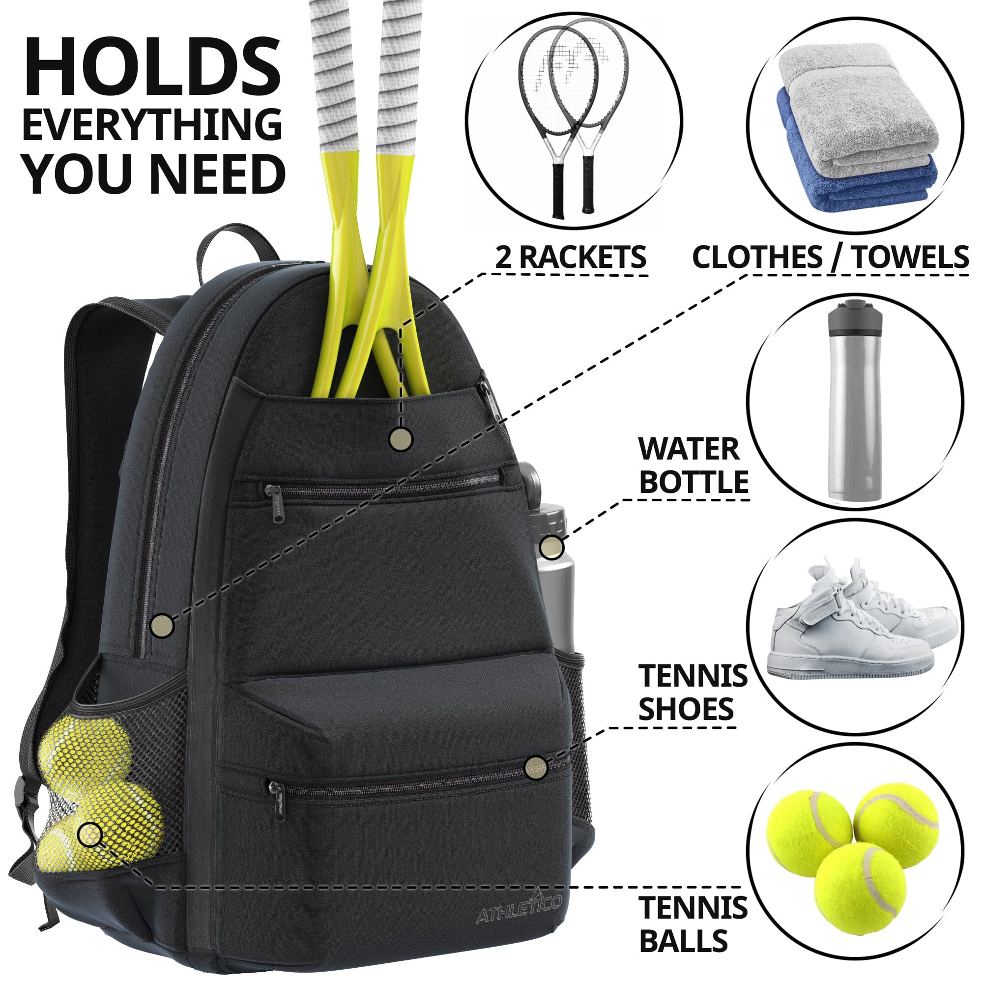 Athletico Compact City Tennis Backpack | Athletico