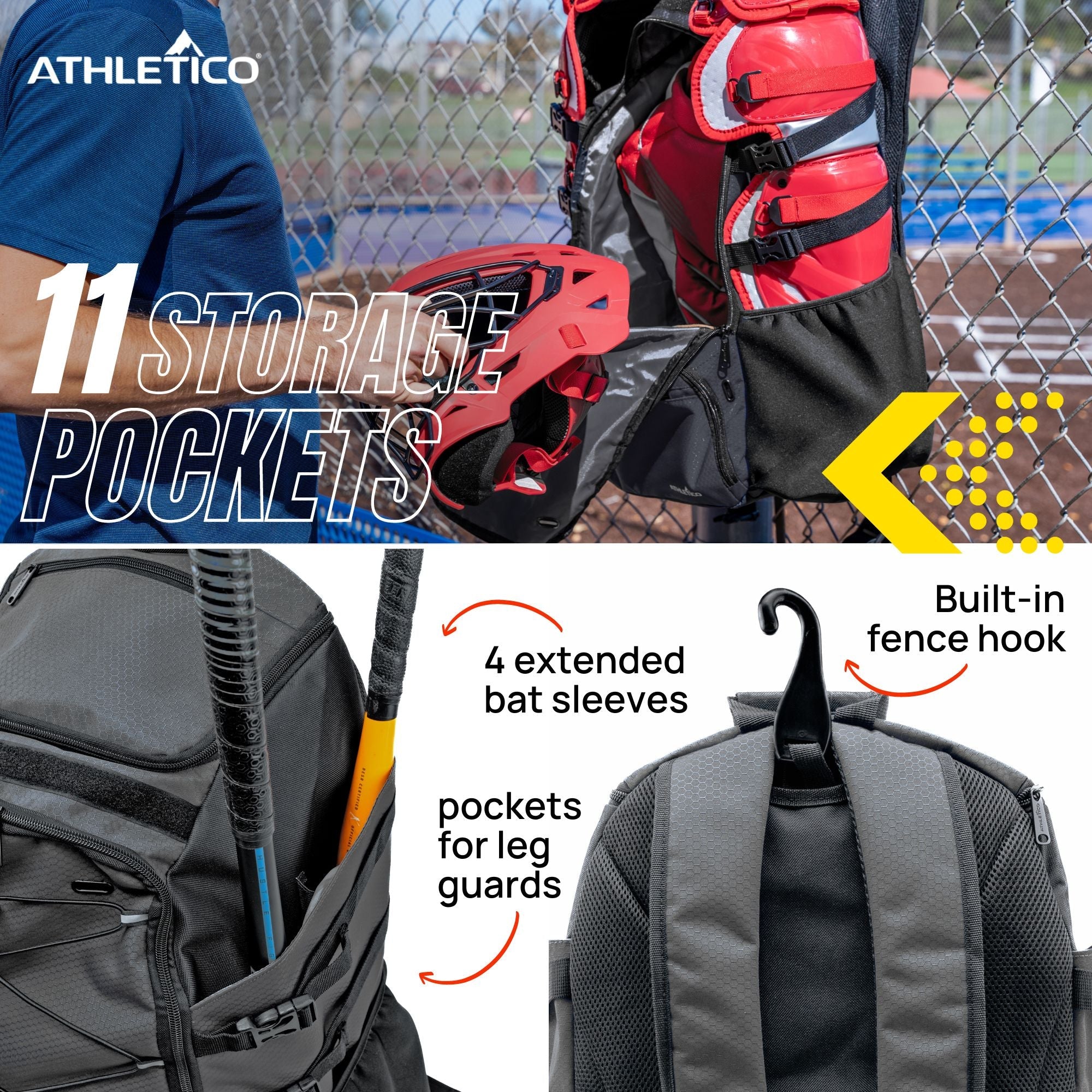 Athletico Dominator Baseball Catcher Backpack | Athletico